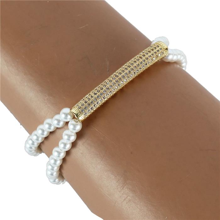 Pearls CZ Bar Charm Bracelet – DDFL Import
